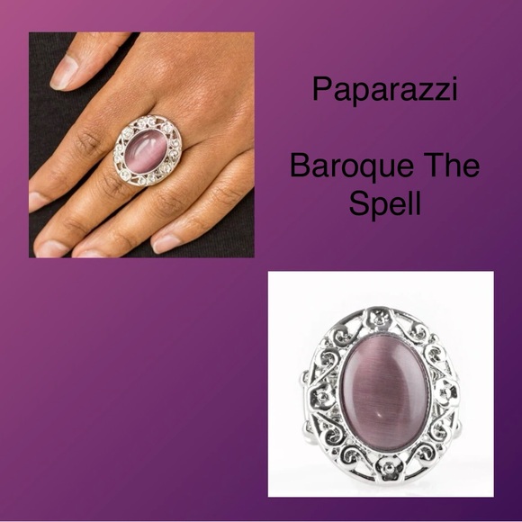 paparazzi | Jewelry | Paparazzi Baroque The Spell Purple Moonstone Ring ...